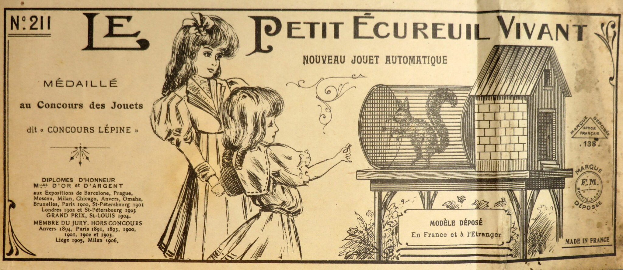 Fernand Martin, The squirrel in a cage from 1908 - Fernand Martin Tin Toys